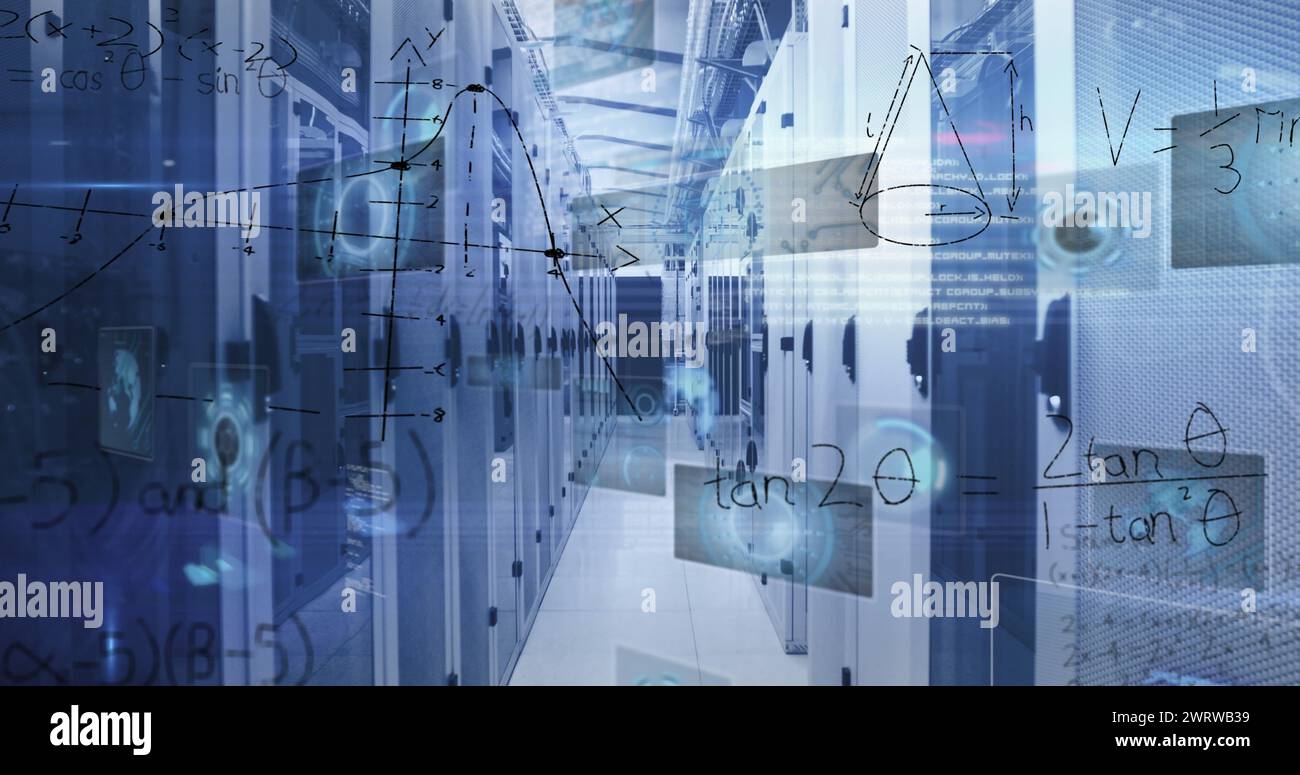 Image of data processing over server room Stock Photo - Alamy