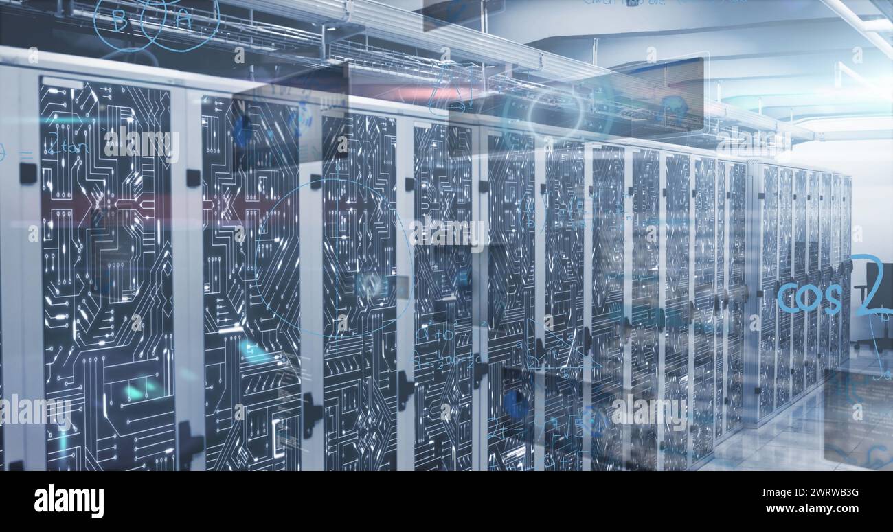 Image of data processing over server room Stock Photo - Alamy