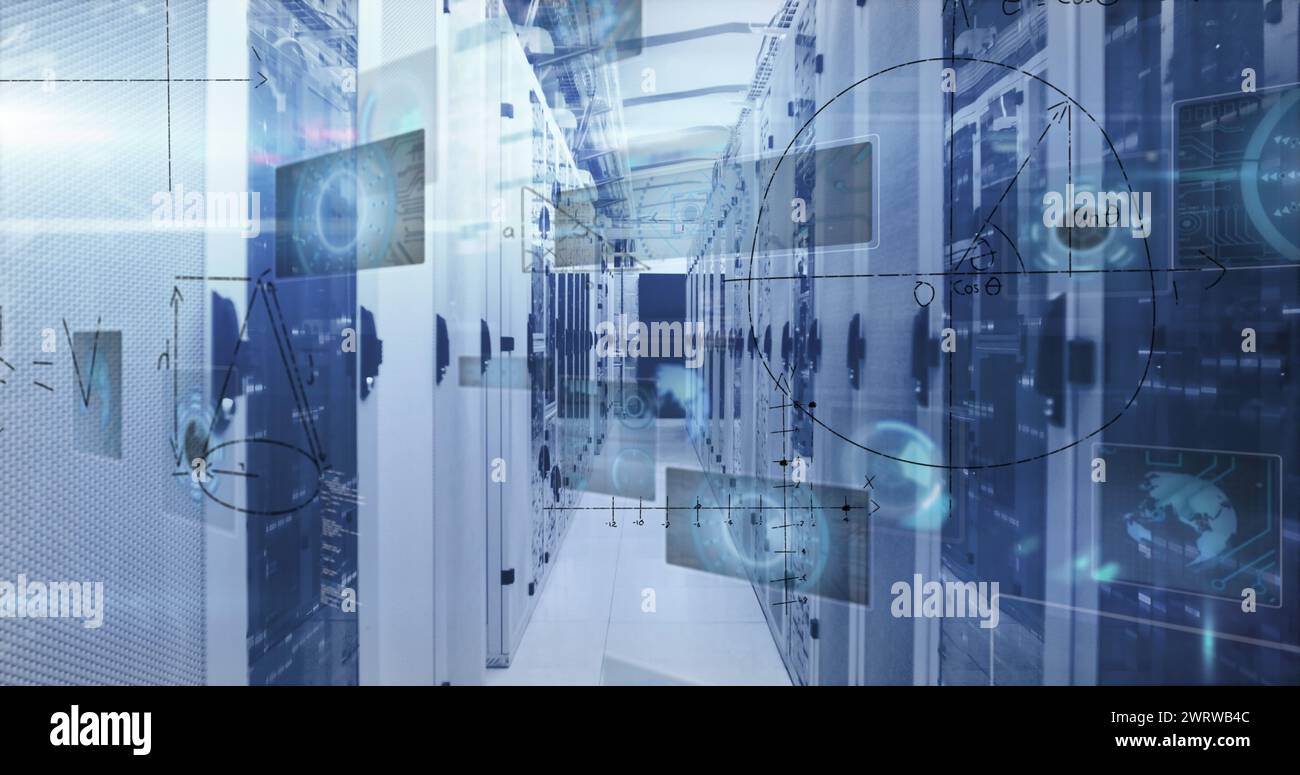 Image of data processing over server room Stock Photo - Alamy
