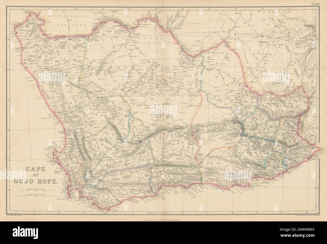 Cape of Good Hope by Edward Weller. South Africa 1860 old antique map ...