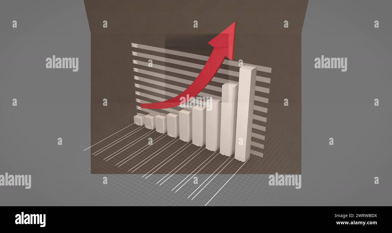 Image of statistics with red arrow pointing up over cardboard box Stock ...
