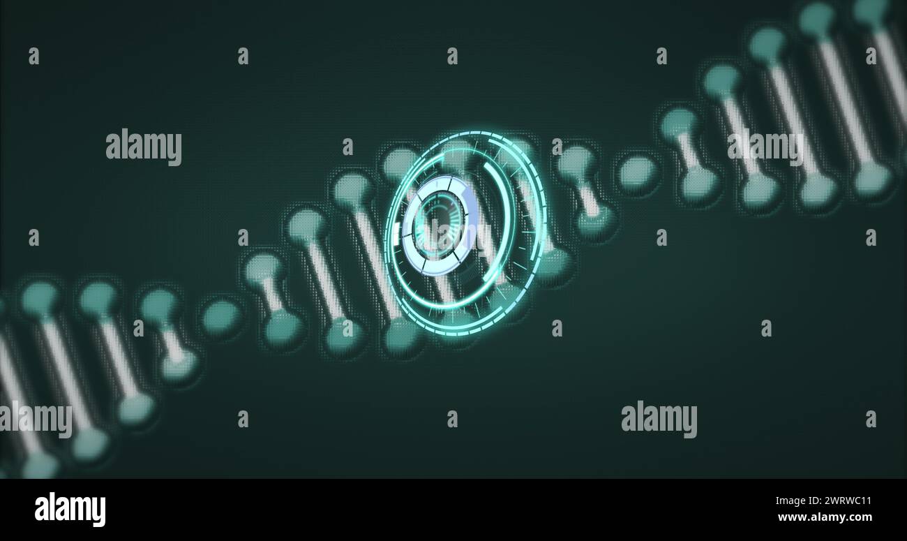 Image of scope scanning over dna strand on black background Stock Photo ...