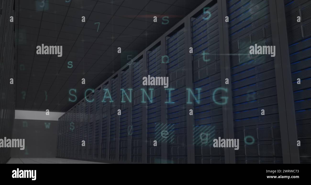 Image of data processing over server room Stock Photo - Alamy