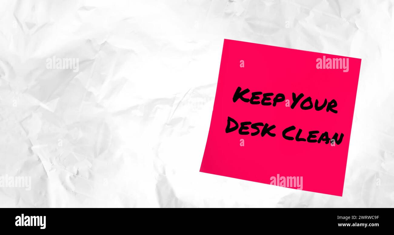 Image of keep your desk clean text over shapes Stock Photo - Alamy