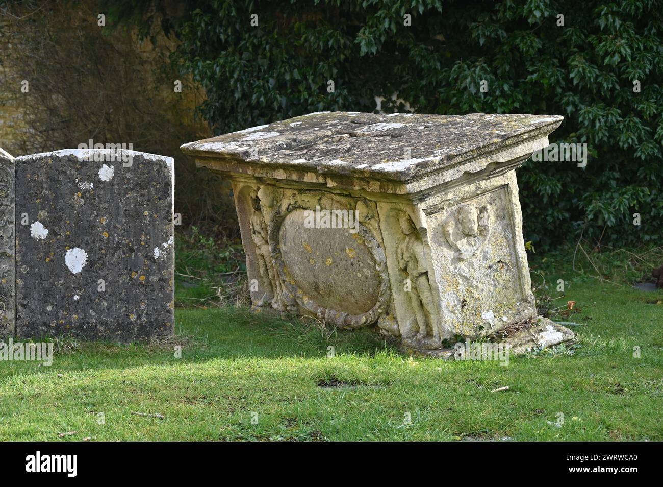 Bale tombs in St Edward's Churchyard in rthe Cotswold village of ...