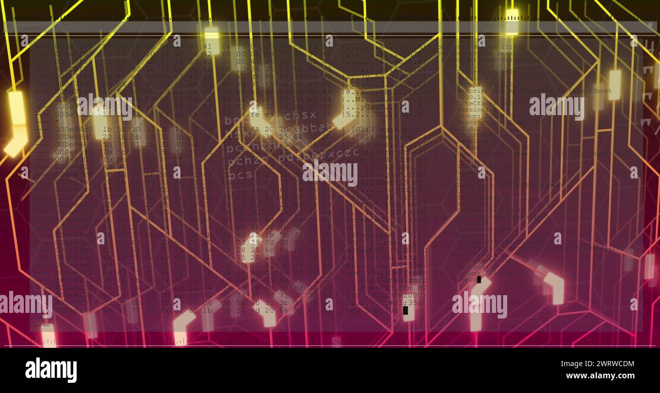 Image of data processing and glowing light trails Stock Photo - Alamy