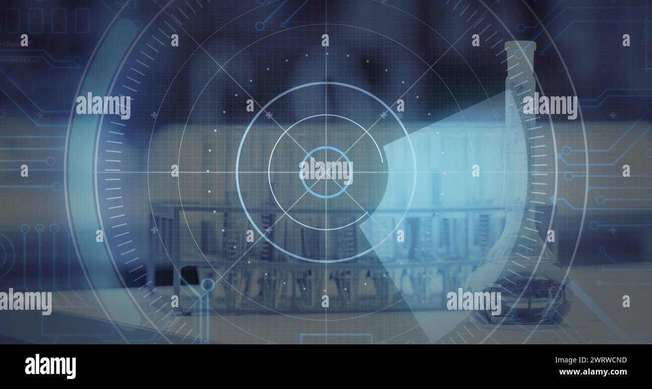 Image of circuit board, data processing over scope scanning Stock Photo - Alamy