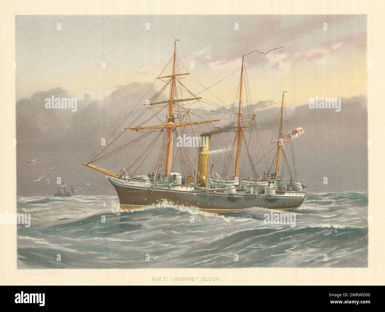 H.M.S. "Nymphe" (sloop) (1888) by W.F. Mitchell. Royal Navy 1893 old ...