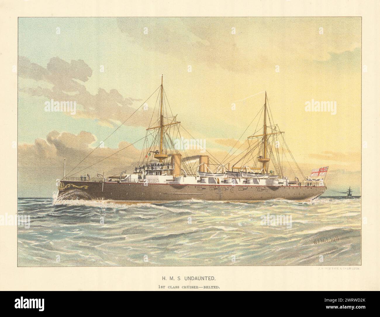 H.M.S. "Undaunted", 1st class cruiser (1886) by W.F. Mitchell. Royal ...