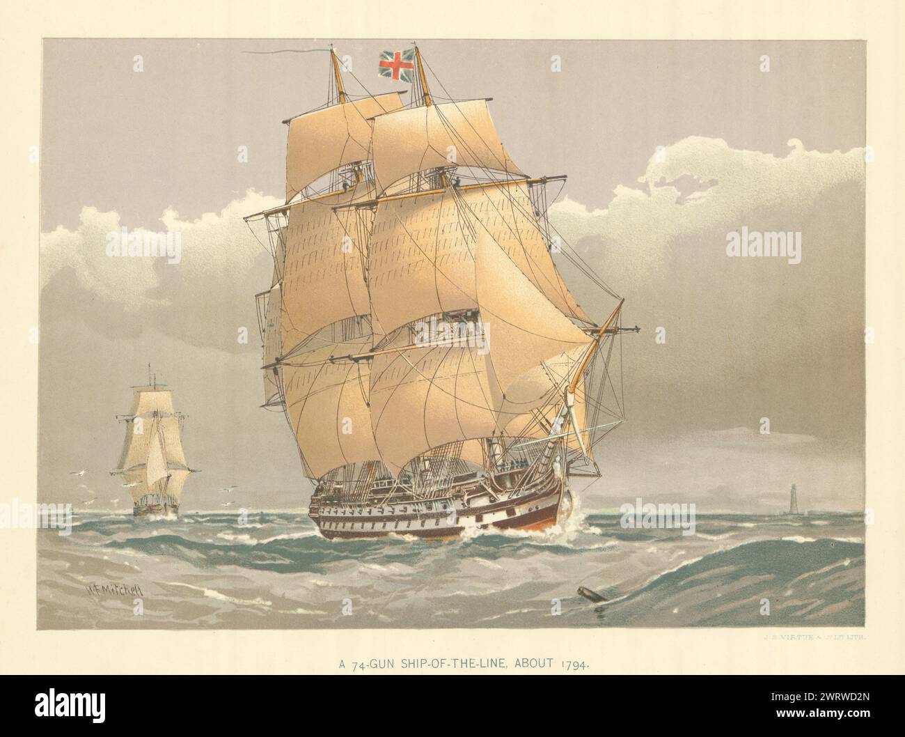 A 74-Gun Ship-of-the-Line about 1794 by W.F. Mitchell. Royal Navy 1893 ...