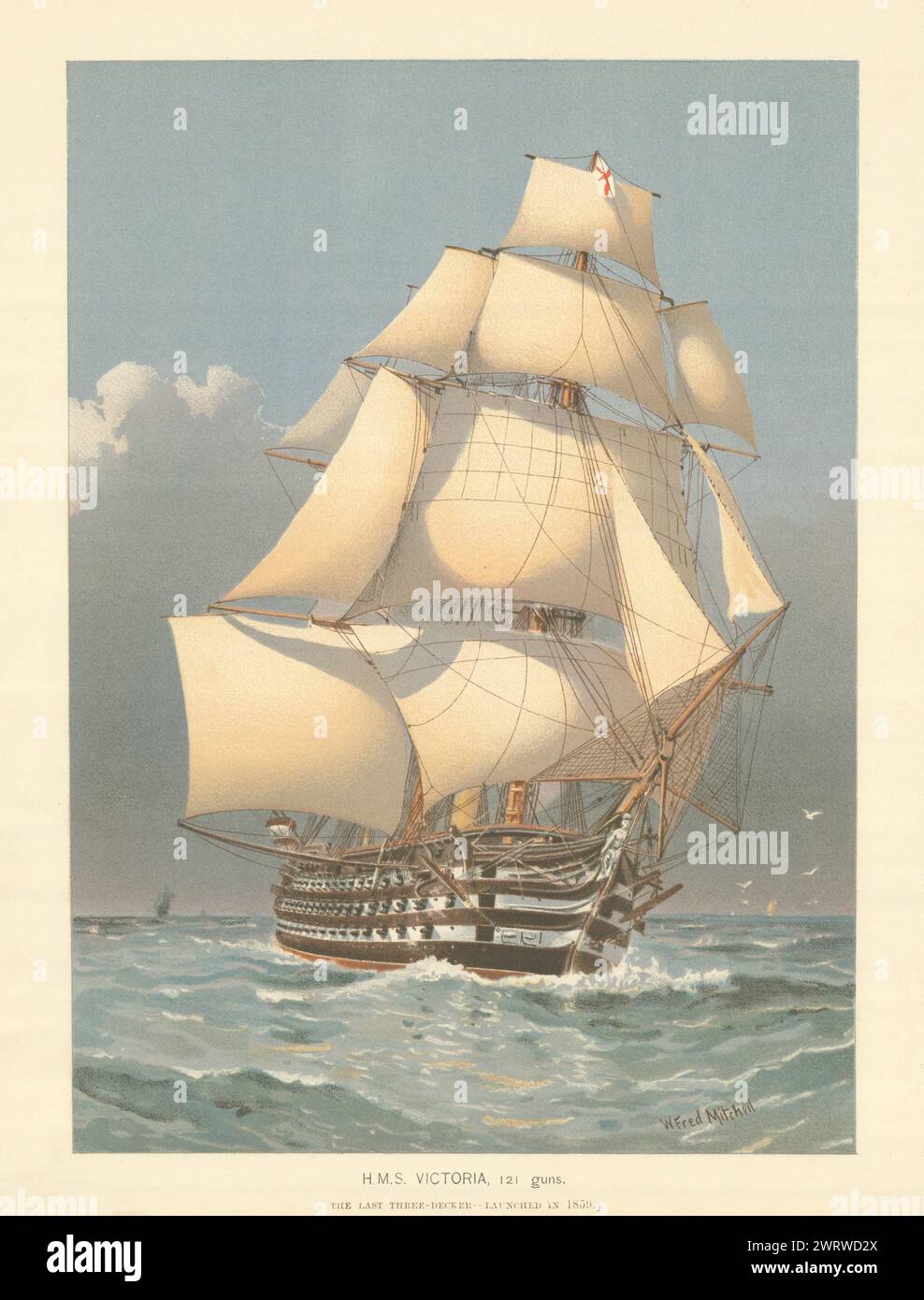 HMS "Victoria", the last three-decker (1859) by W.F. Mitchell. Royal ...