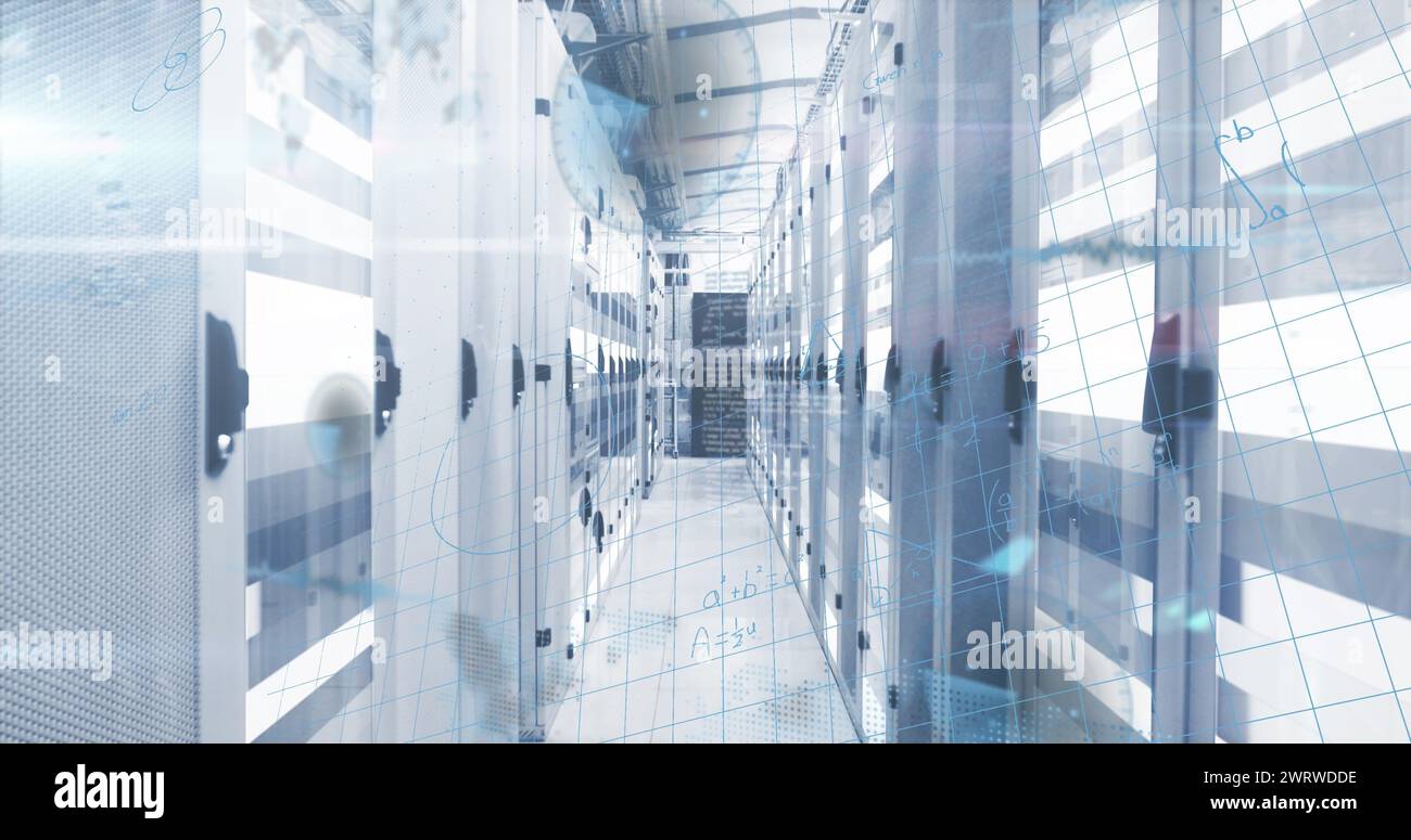 Image of data processing over server room Stock Photo - Alamy