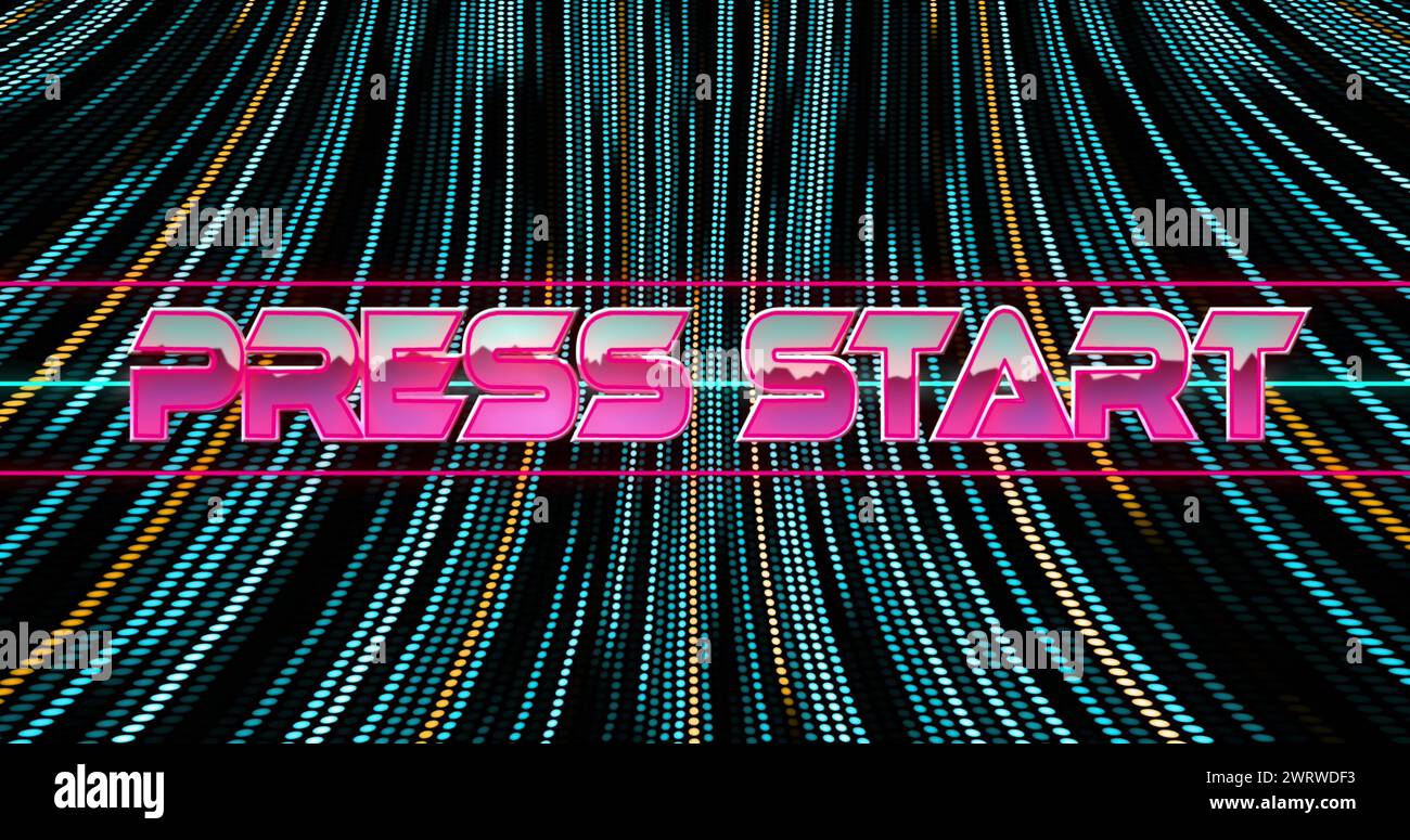Image of press start text over spots Stock Photo - Alamy