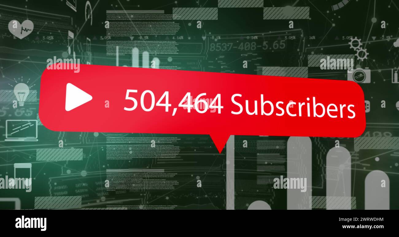 Image of subscribers text, icons and data processing Stock Photo - Alamy