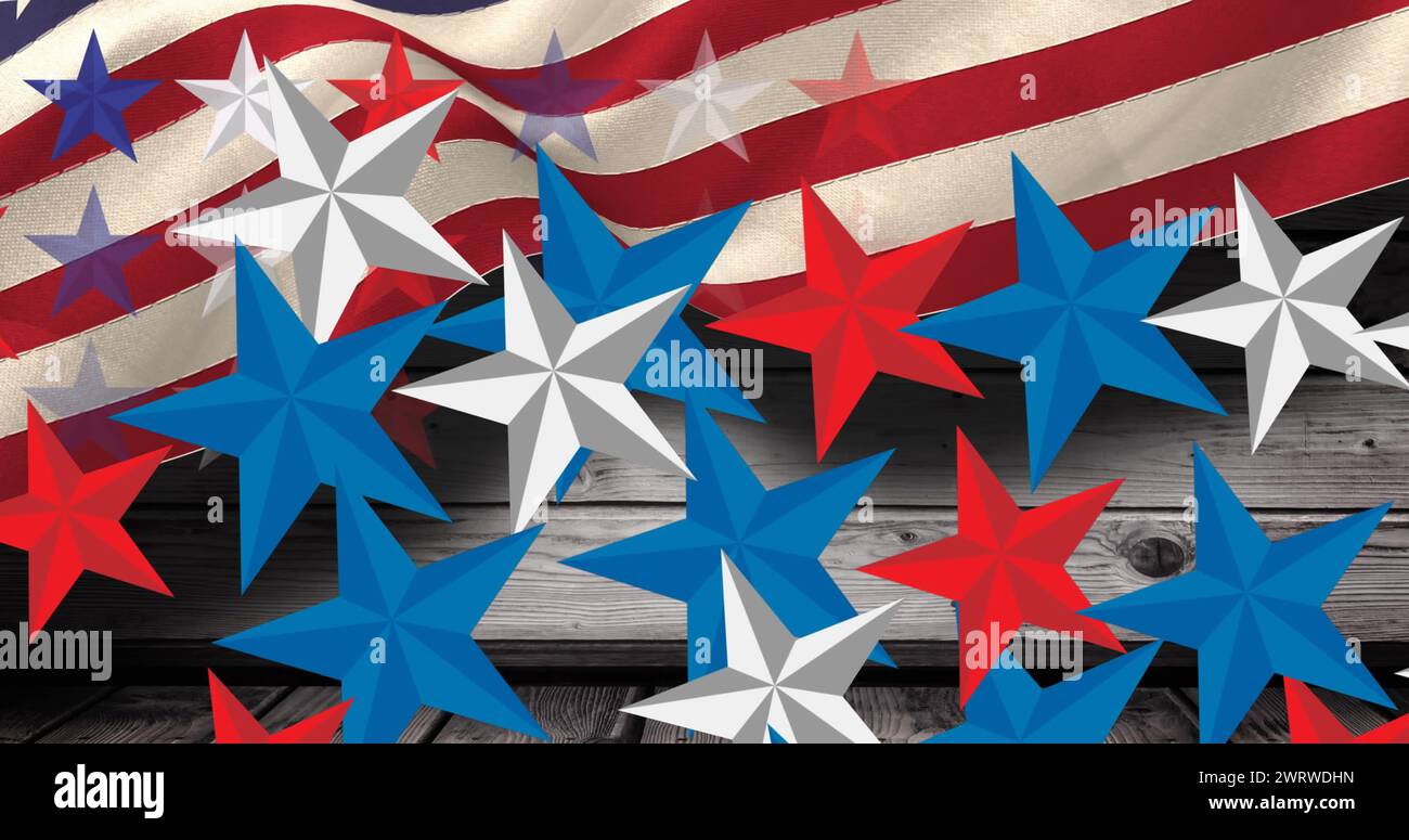 Image of stars in red, white and blue of flag of united states of ...