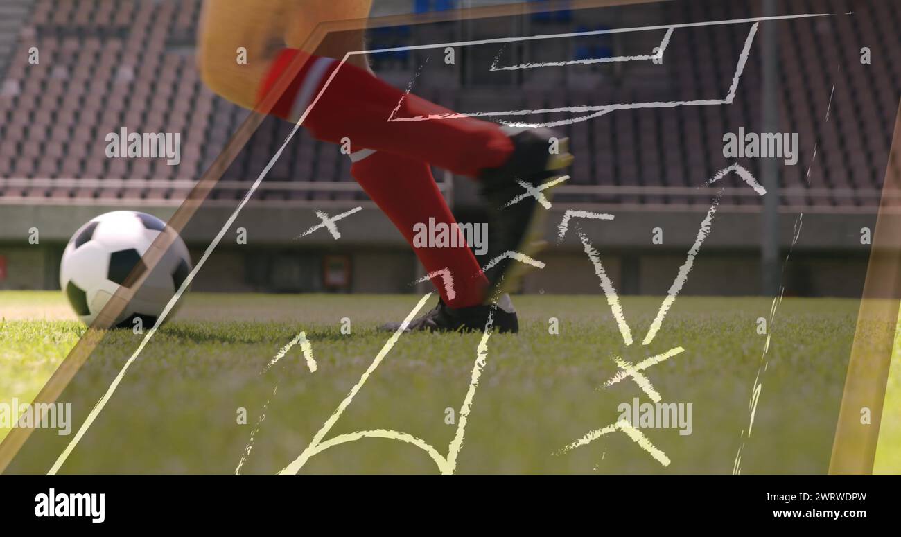 Image of drawing of game plan over football and stadium Stock Photo - Alamy