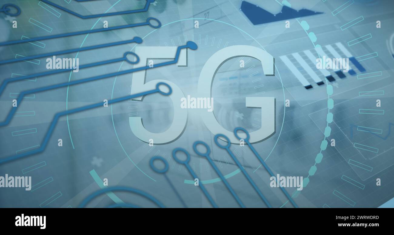 Image of 5g text and data processing over grey background Stock Photo - Alamy