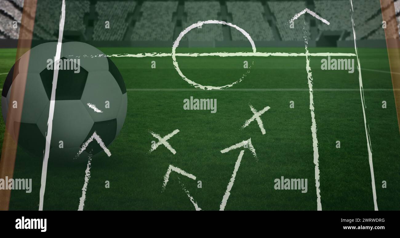 Image of drawing of game plan over football and stadium Stock Photo - Alamy