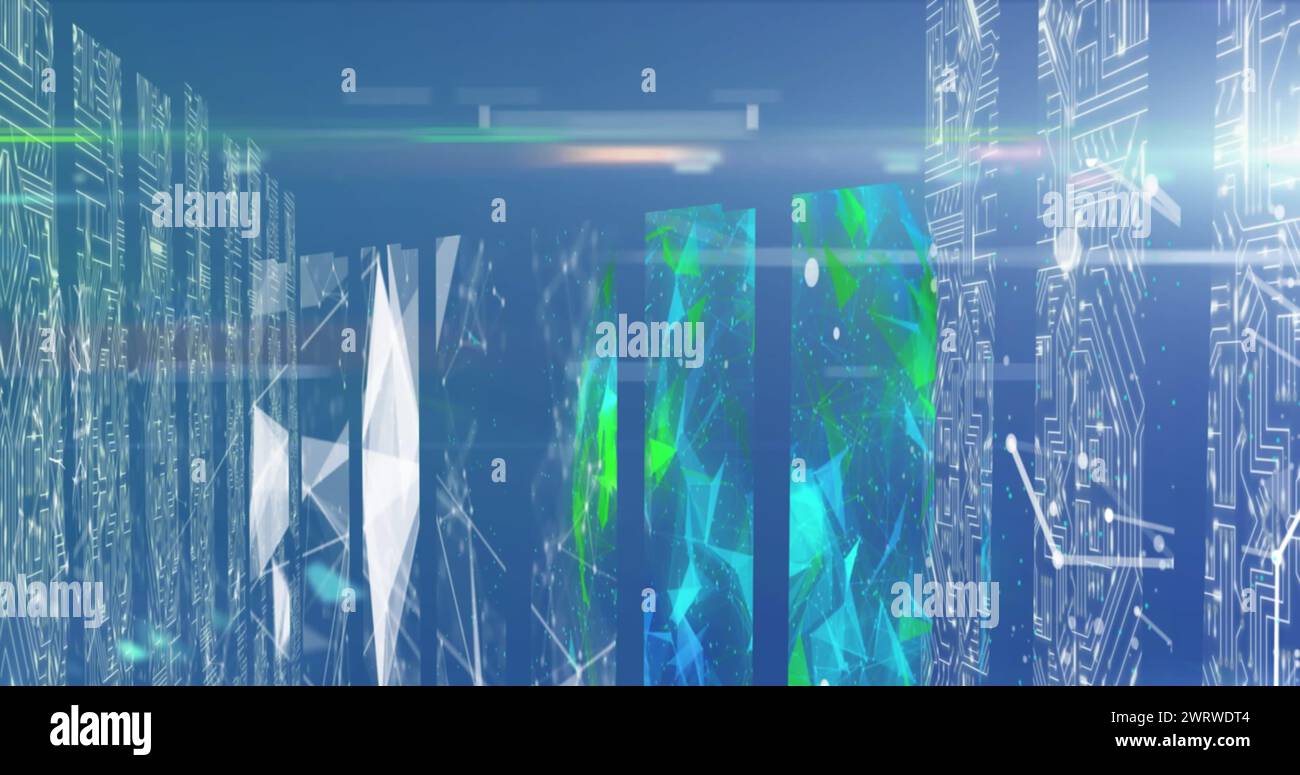 Image of plexus networks and screens of network of connections against blue background Stock ...