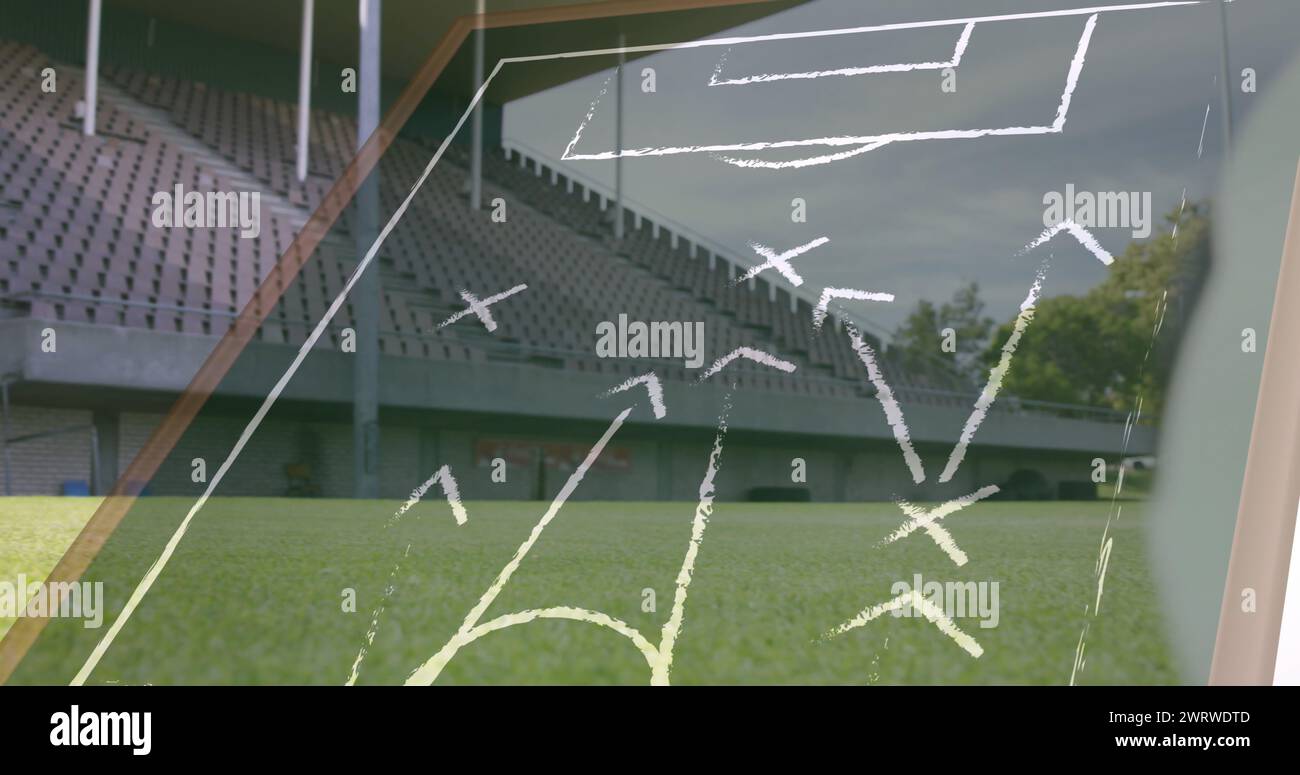 Image of drawing of game plan over caucasian football player Stock ...