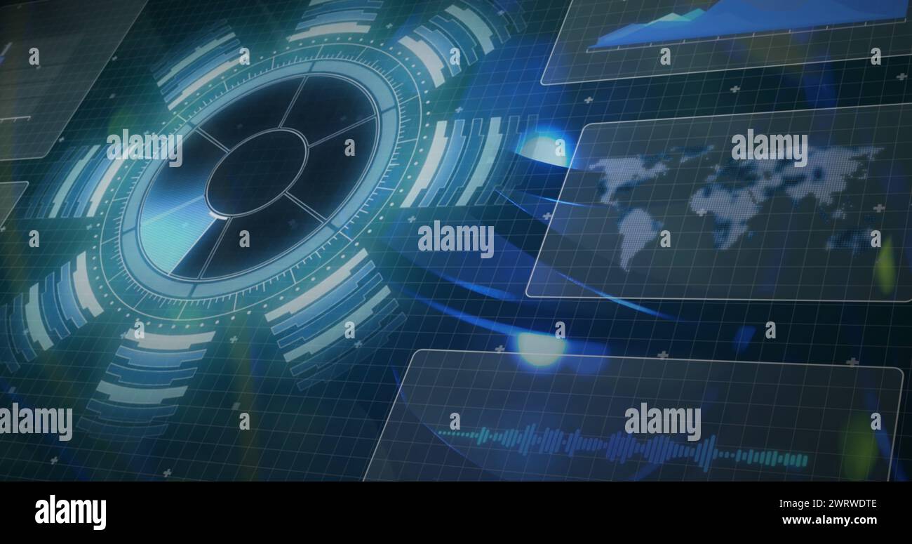 Image of statistics and data processing on grey background Stock Photo ...