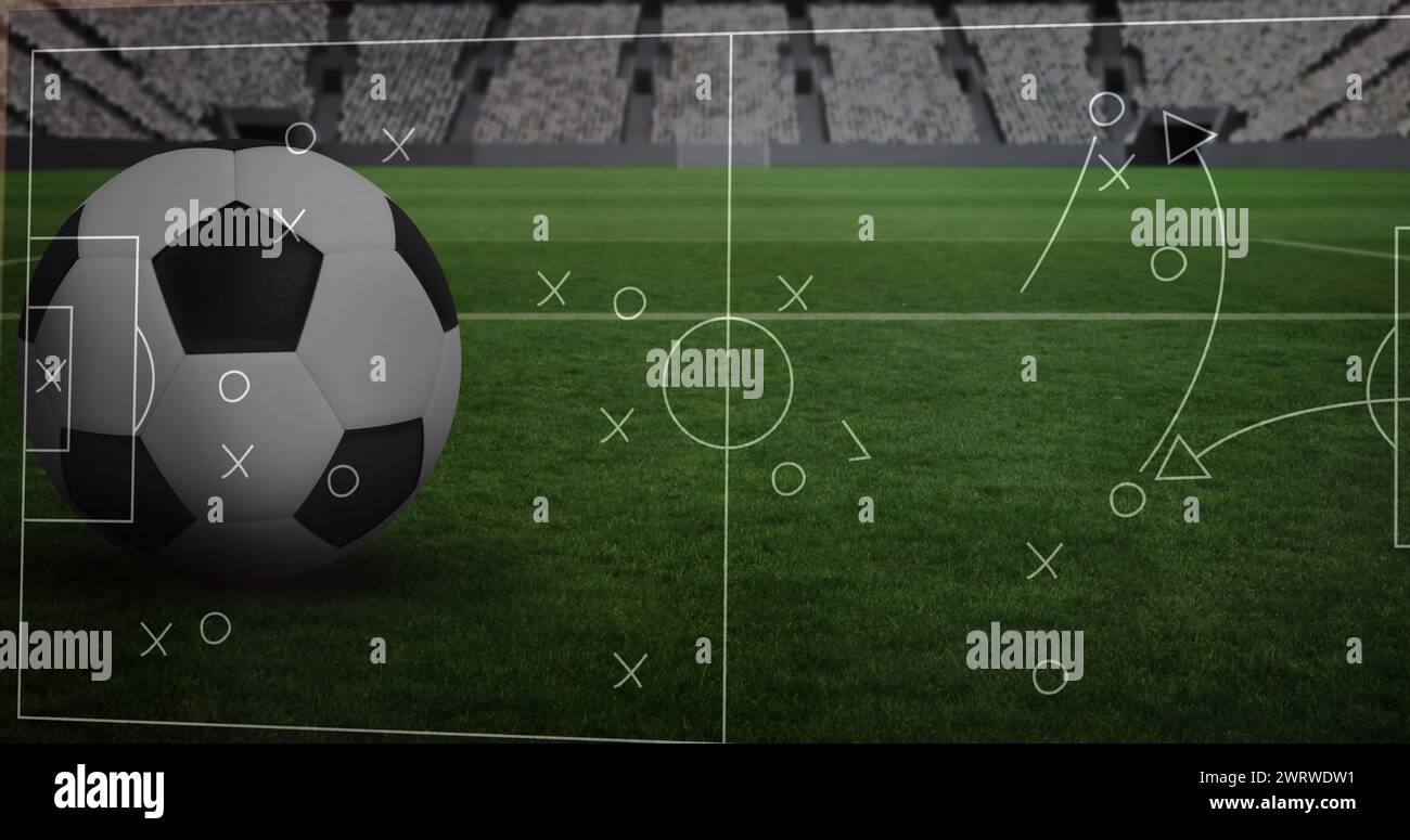 Image of drawing of game plan over stadium and football Stock Photo - Alamy