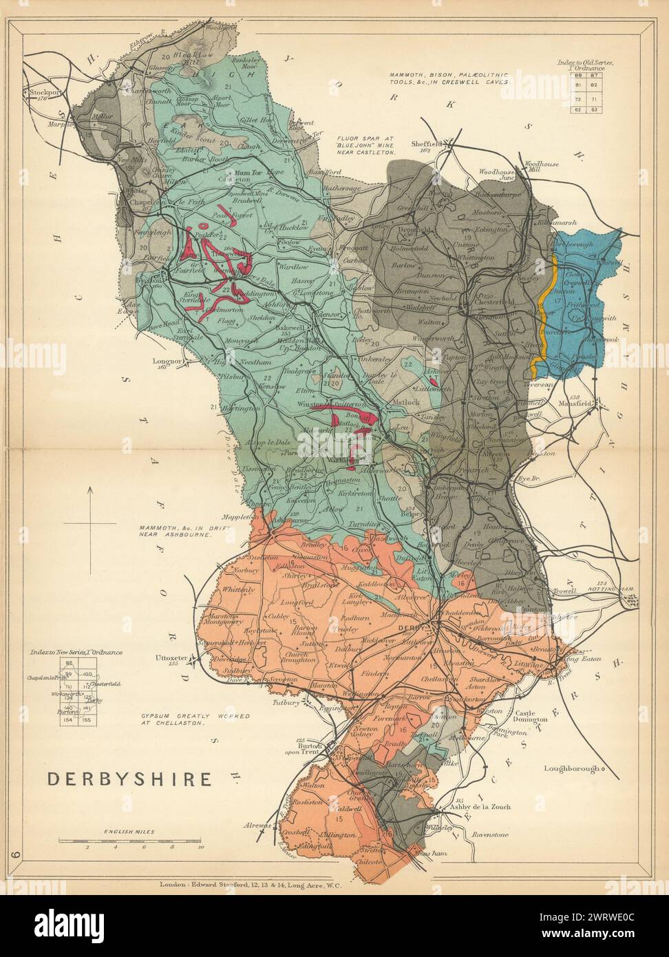 Old map of derbyshire hi-res stock photography and images - Alamy
