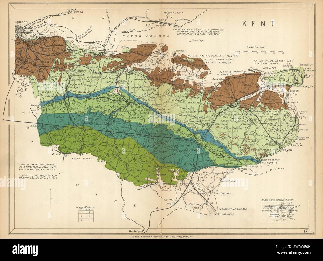 KENT Geological map. STANFORD 1904 old antique vintage plan chart Stock ...