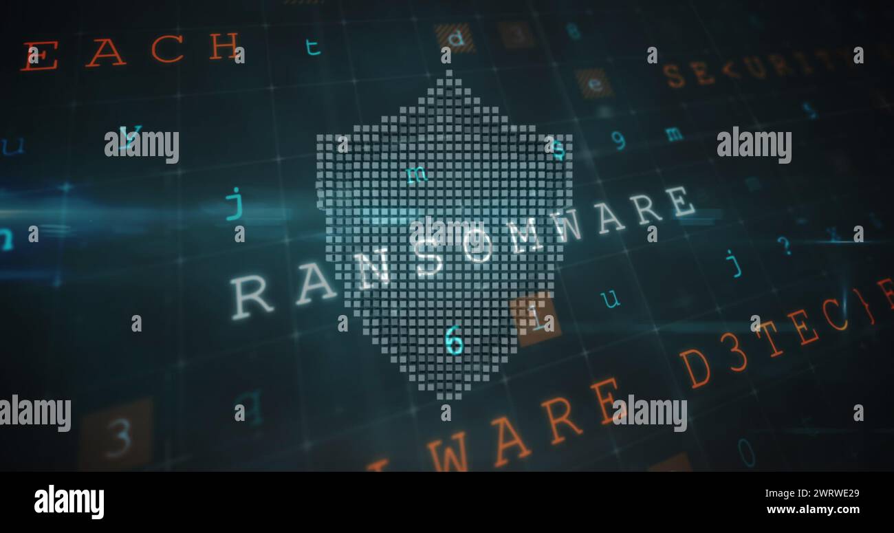 Image of cyber attack warning text, online security padlock and data processing Stock Photo - Alamy