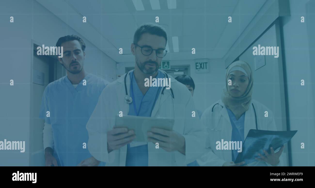 Image of data processing over diverse group of doctors Stock Photo - Alamy