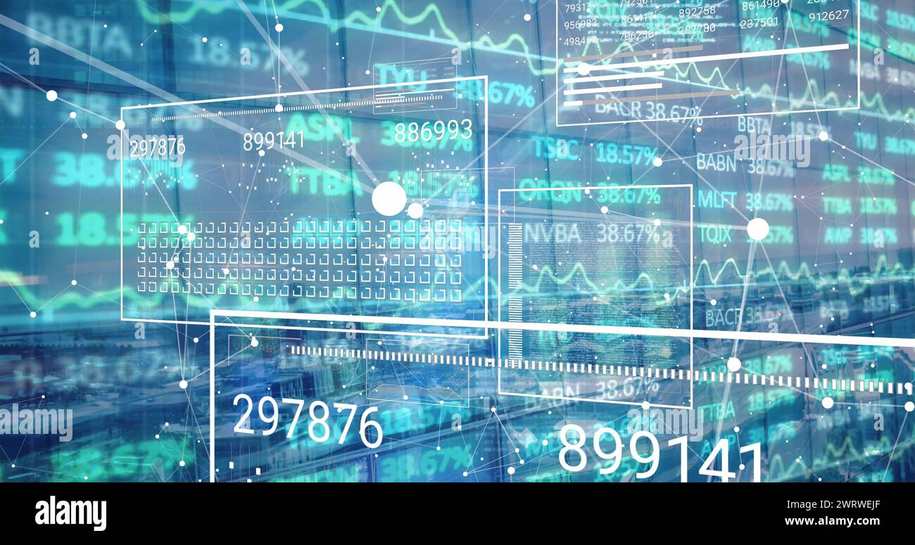 Image of data processing over windows Stock Photo - Alamy