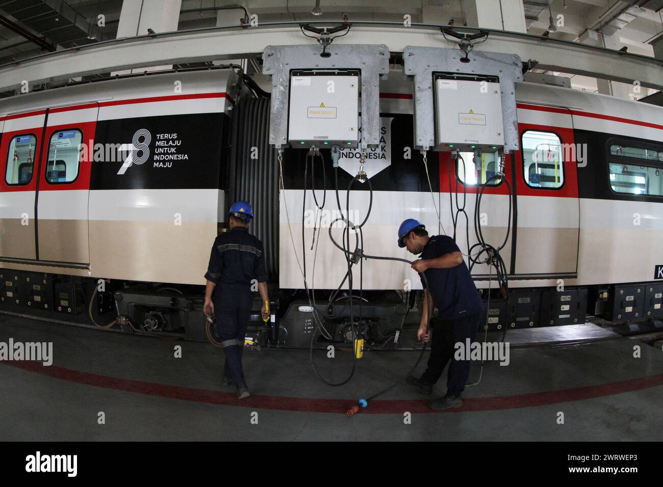The atmosphere of the Jakarta LRT depot, Jalan Dua, Kelapa Gading ...