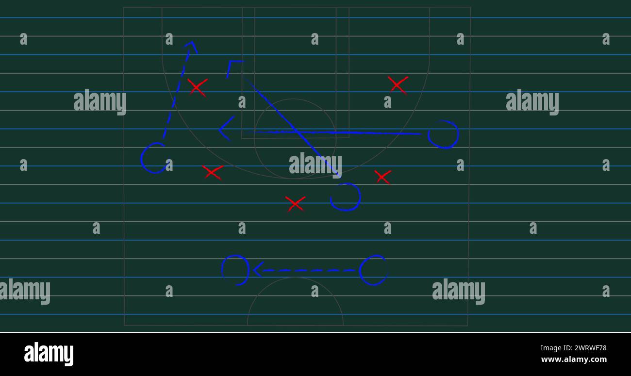 Image of football game strategy plan showing the formations drawn on ...
