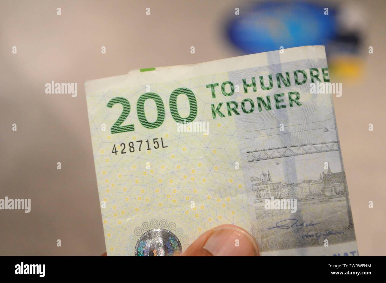 Copenhagen, Denmark /14 marach 2024/. Danish kroner currency notes in ...