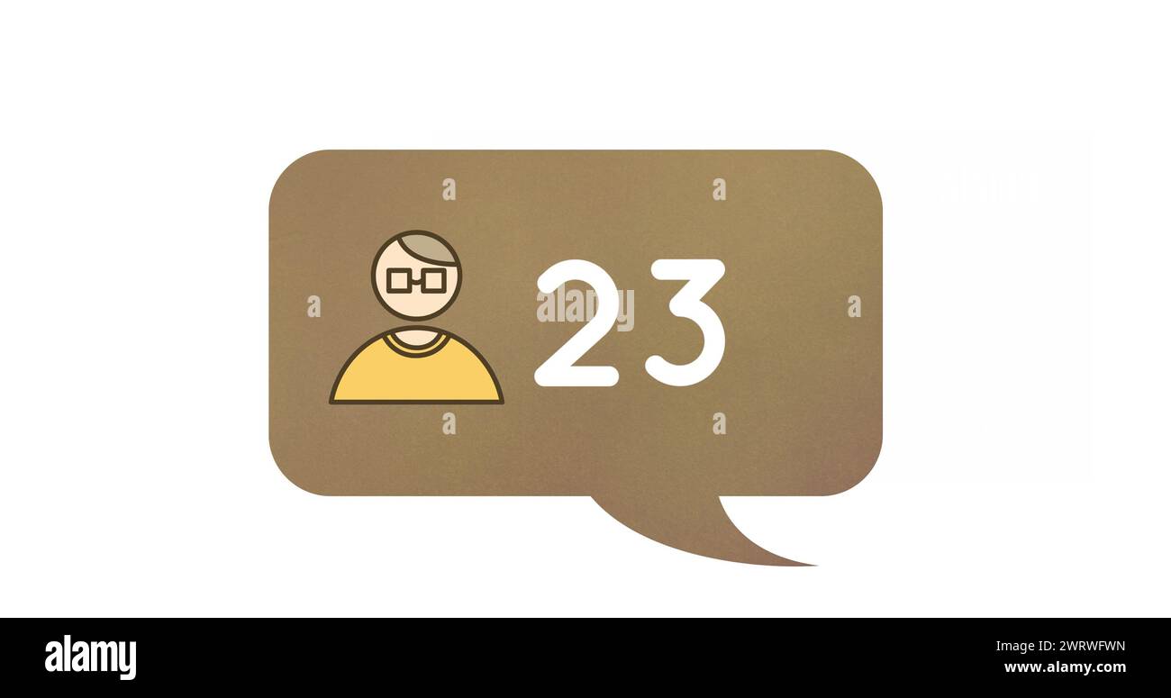 Digital image of increasing numbers and a human icon inside a brown ...