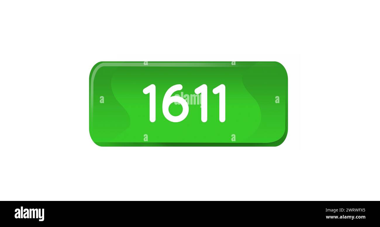 Digital image of numbers counting up inside a green box on a white ...