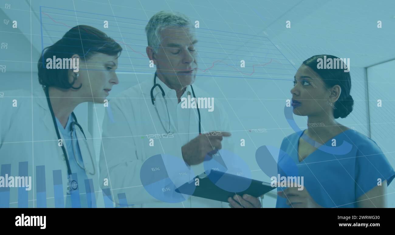 Image of data processing over diverse doctors Stock Photo - Alamy