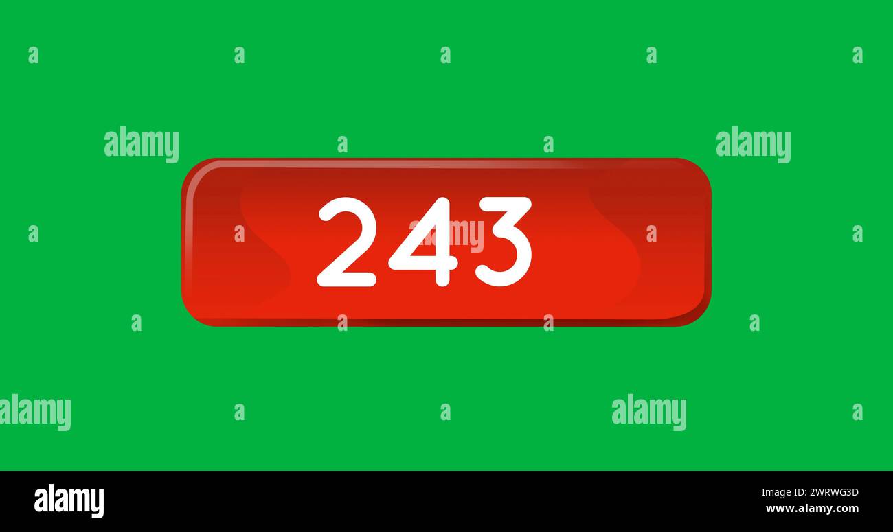 Digital image of numbers counting up inside a red box on a green ...