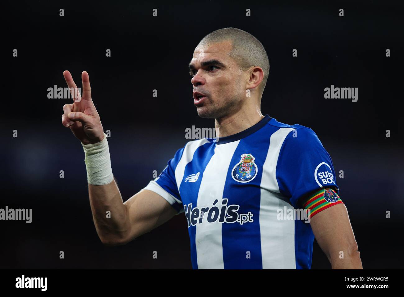 LONDON, UK - 12th Mar 2024: Pepe of FC Porto gestures to the home fans ...