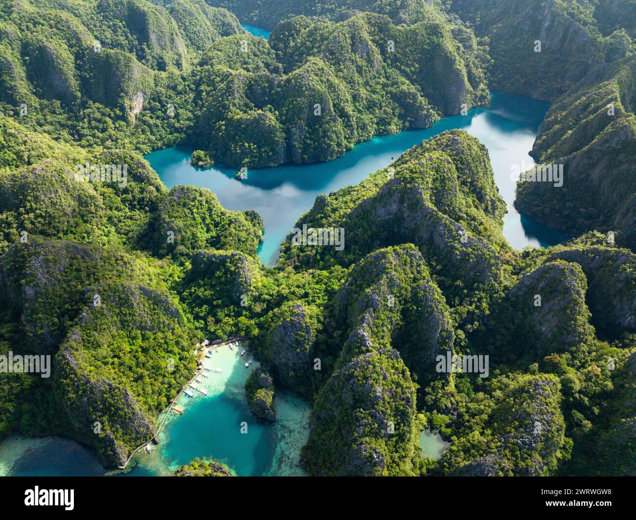Scenic mountain lake with clear waters. Kayangan Lake. Coron, Palawan ...