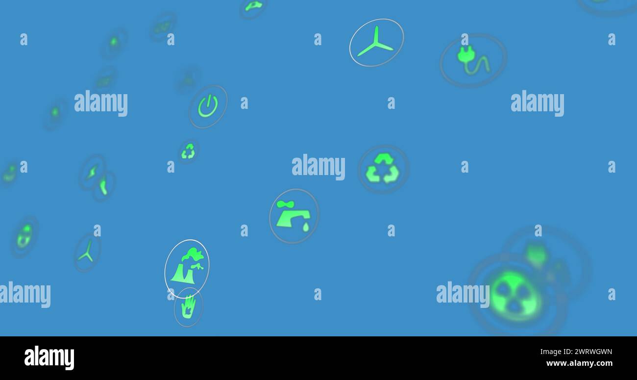 Image of multiple energy concept digital icons floating against blue ...