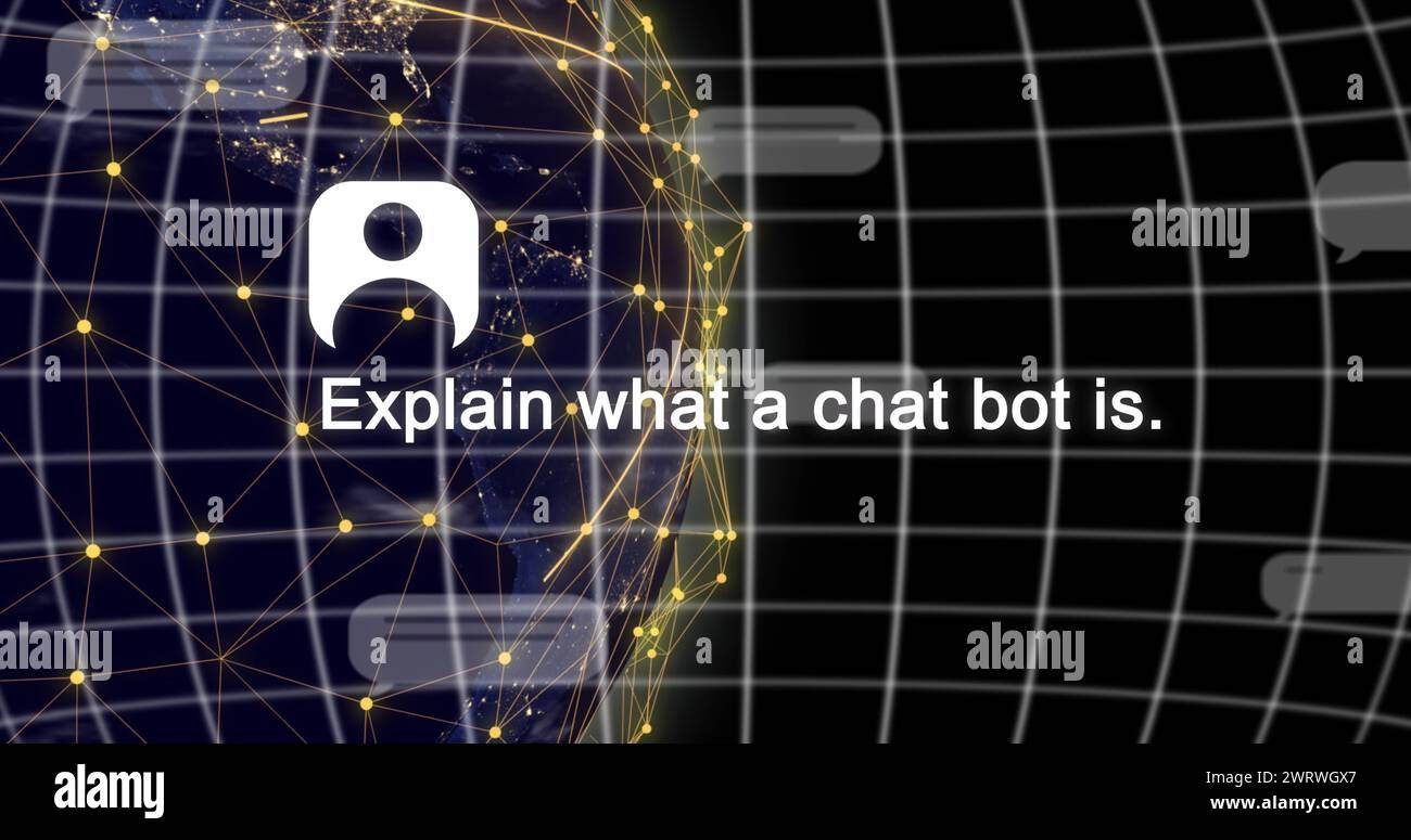 Image of ai data processing and icons over grid and dark background ...