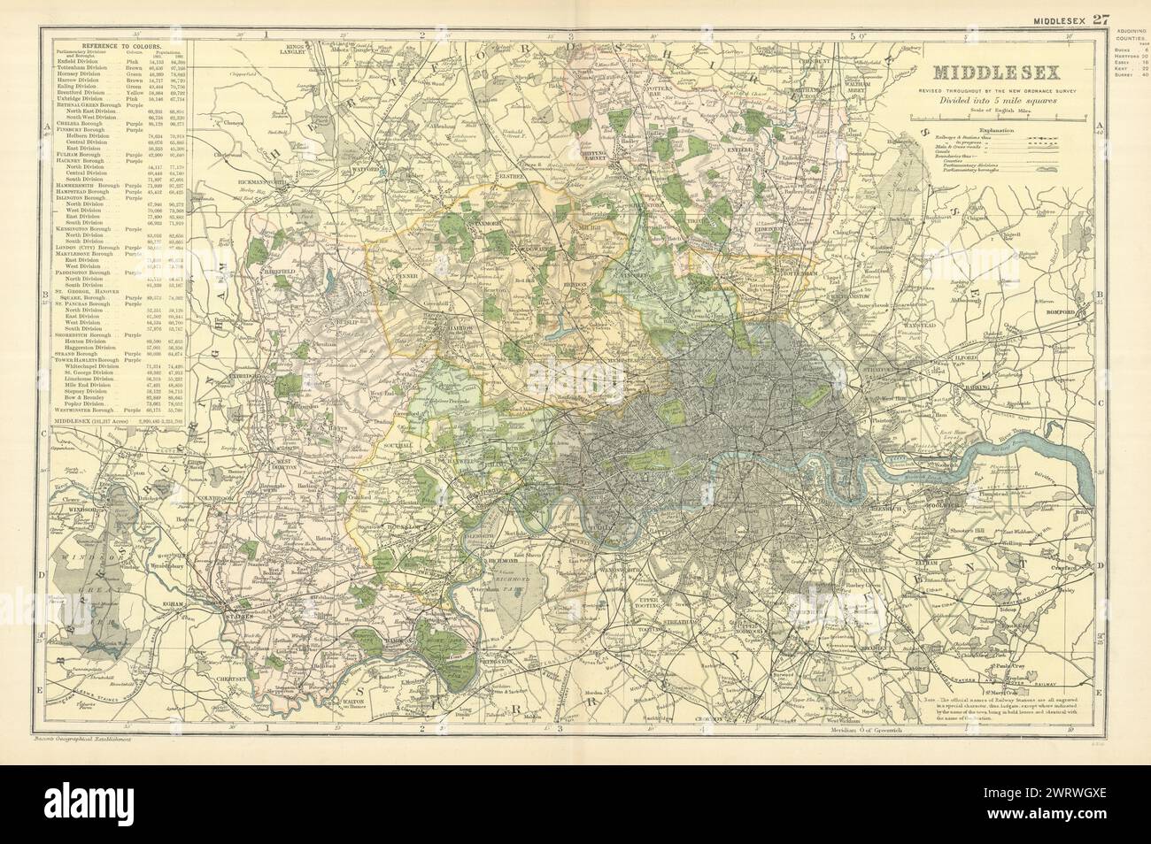 Old london map middlesex hi-res stock photography and images - Alamy