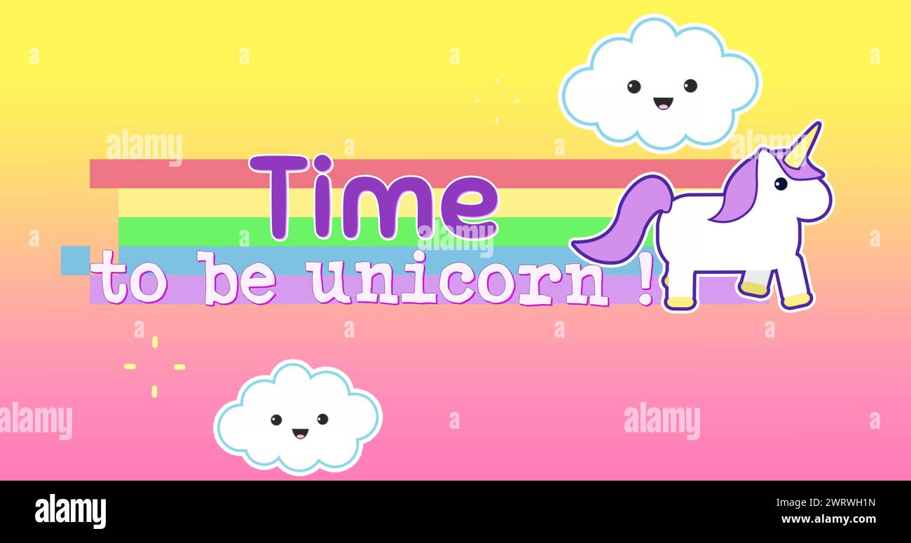 Digital image of a unicorn running across the screen while leaving ...