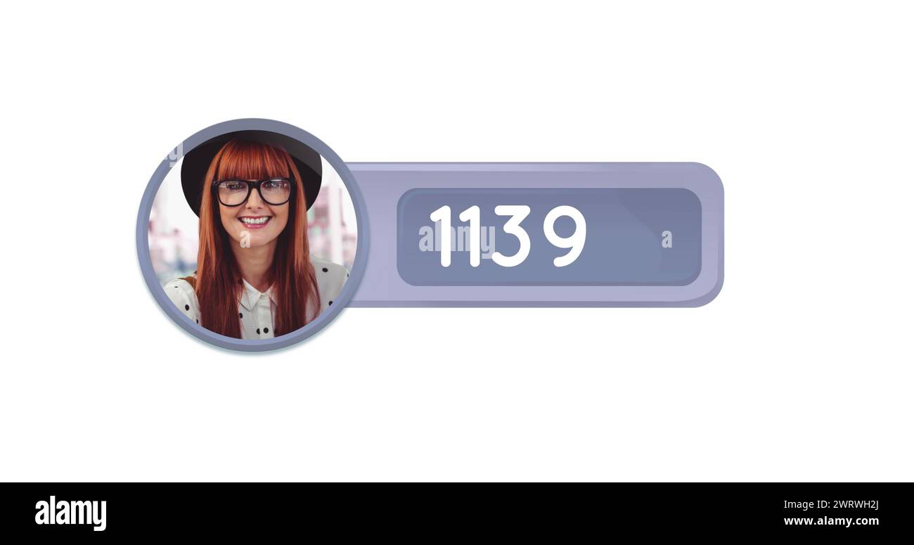 Image of counting numbers and a Caucasian woman with hat and glasses on ...