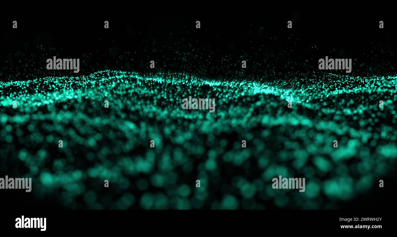 Digital image of green digital wave moving against black background ...