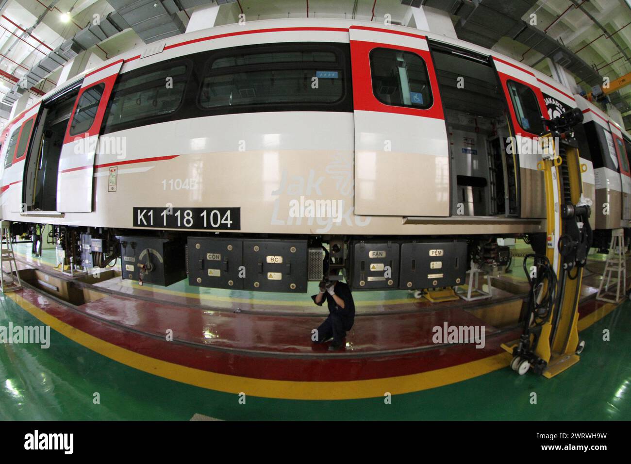The atmosphere of the Jakarta LRT depot, Pegangsaan Dua, Kelapa Gading ...