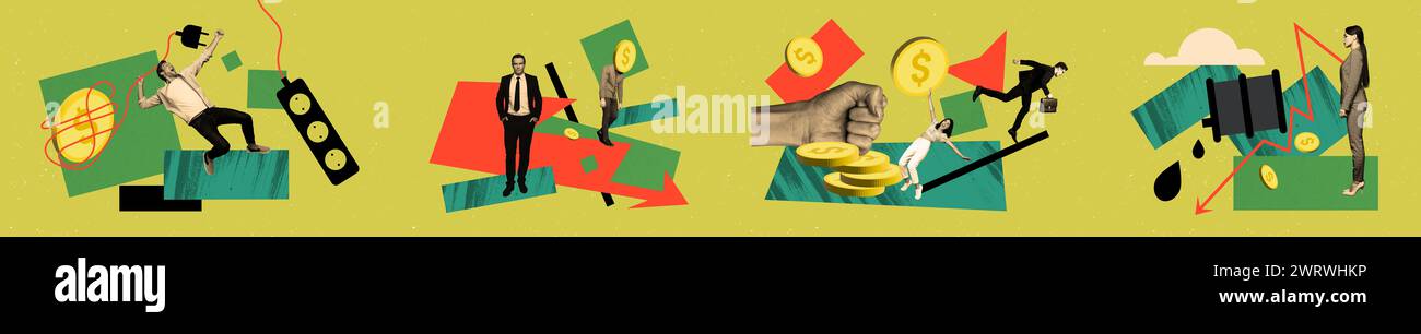 Creative drawing collage picture of electricity energy company concept ...
