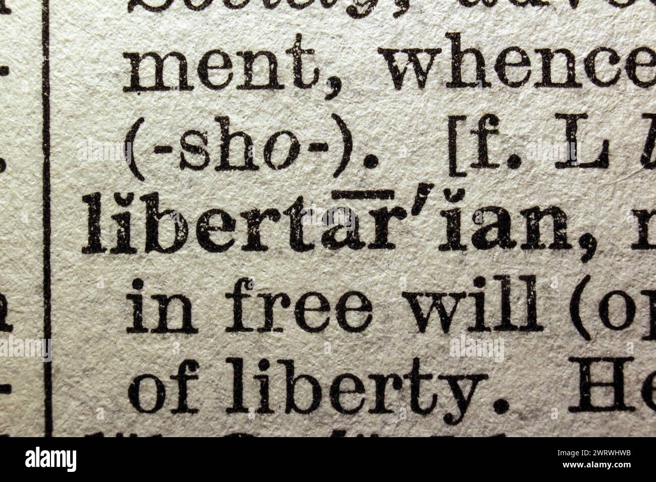 Word libertarian on dictionary page, macro close-up Stock Photo - Alamy