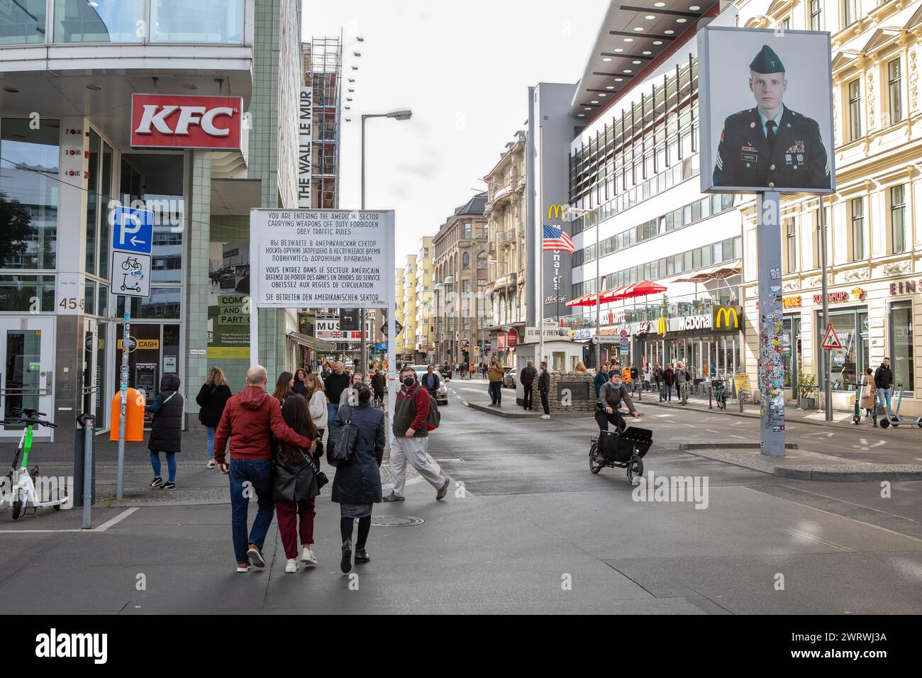 September 2022 -Checkpoint Charlie Landmark boundary marking east ...
